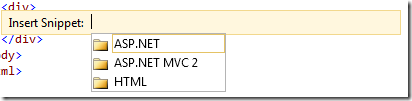 Visual Studio 2010 & Asp.Net MVC 2 – Code Snippet